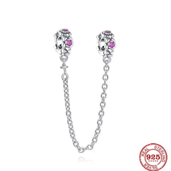 Charm | Jewelry | Magenta Floral Safety Chain Charm | Poshmark